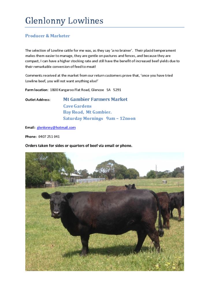 Australian Lowline Beef Outlets - ALCA